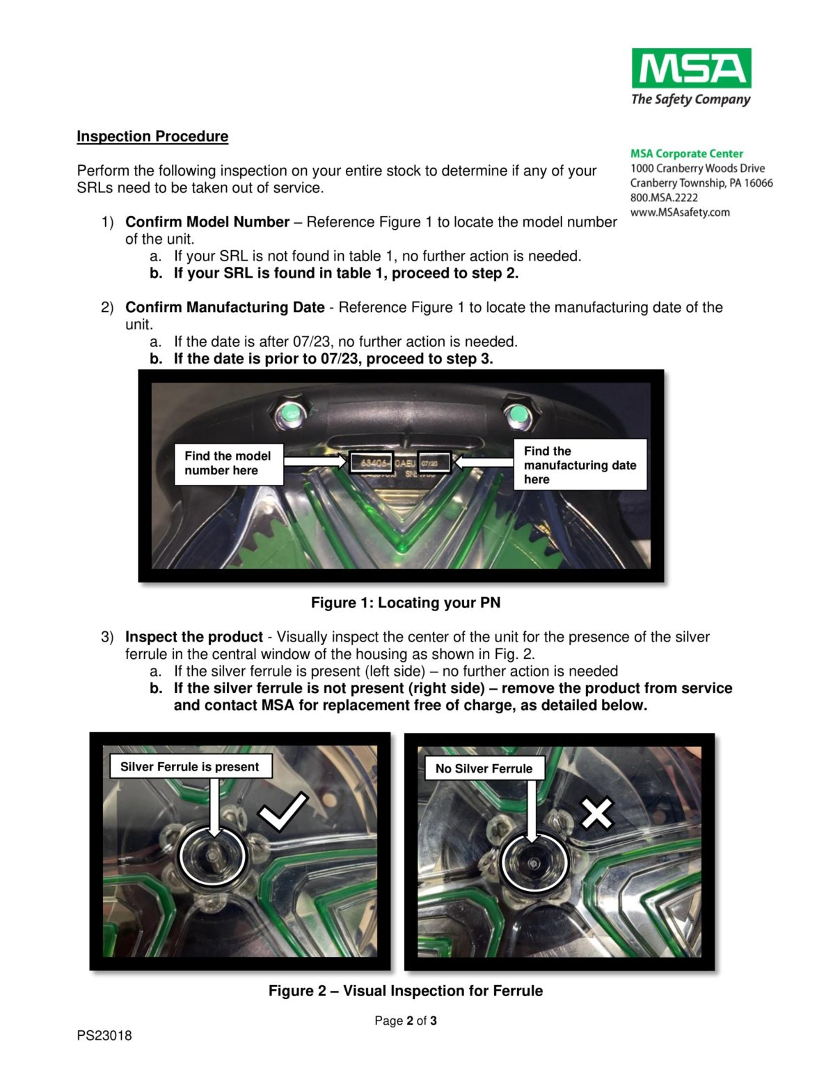 MSA Inspection Notice - Self Retracting Lifelines | Safety Consulting ...